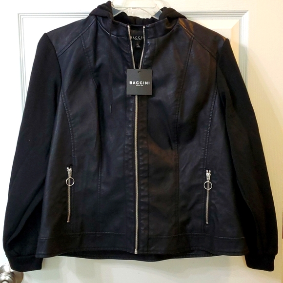 Baccini | Jackets & Coats | Baccini Womans Plus Faux Leather Bomber ...